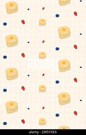 Vector seamless pancake strawberry blueberry pattern background Stock ...
