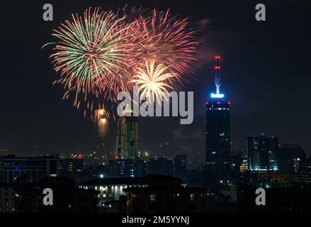 Fireworks are seen during the New Year celebrations in Split, Croatia ...