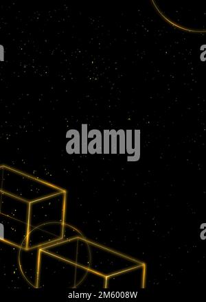 Geometric gold neon 3D cuboid background vector Stock Vector Image ...