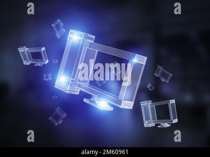 Computer and internet security concept presented by icon cloud. Mixed ...