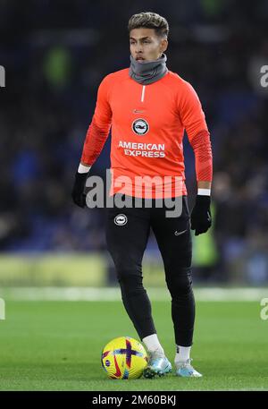 Jeremy Sarmiento of Brighton warms up during the Premier League match ...