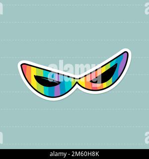 Fancy rainbow mask sticker on green background vector Stock Vector ...