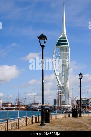 spinnaker tower viewed from capstan square on spice island in ...