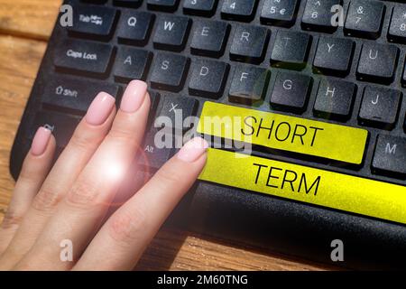Word writing text Short Term. Business photo showcasing occurring over ...