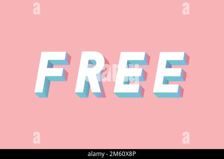 Isometric word Free typography on a pastel gradient background vector ...