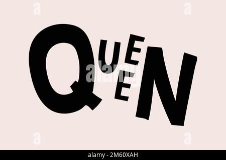 Queen doodle typography on a beige background vector Stock Vector Image ...