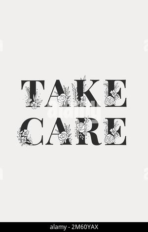 Vector floral typography Take Care word font Stock Vector Image & Art ...