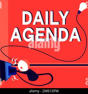 Hand writing sign Daily Agenda. Word for To do list of items be ...