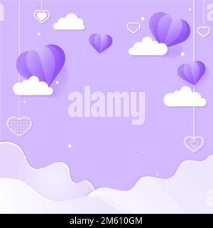 Vector dangling hearts cloud wave purple background Stock Vector Image ...