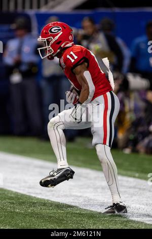 Georgia wide receiver Arian Smith speaks during a press conference at ...