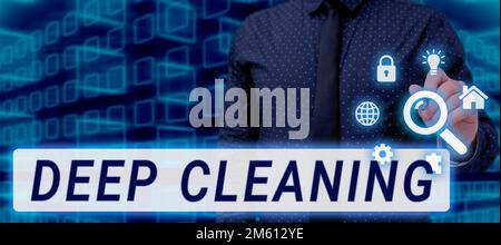 Conceptual caption Deep Cleaning. Word for an act of thoroughly ...