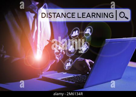 Text caption presenting Distance Learning. Conceptual photo educational ...
