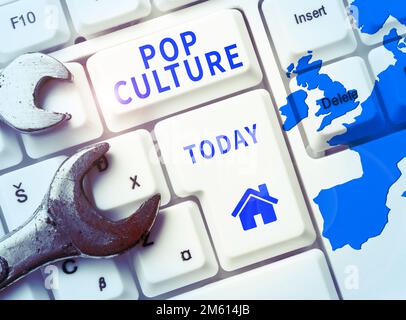 Text sign showing Pop Culture, Word for describes the lifestyle and ...