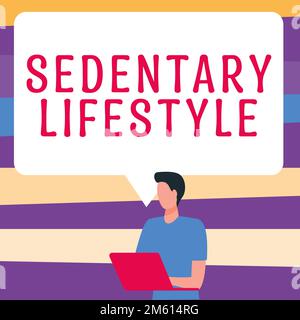 Hand writing sign Sedentary Lifestyle. Business showcase ways and means ...