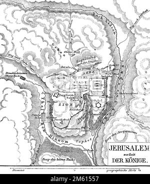 Illustration of a Plan of the Ancient City of Jerusalem Israel from the ...
