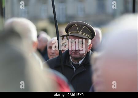 Lviv, Ukraine, 1 January 2023. People are gathered at the monument to ...