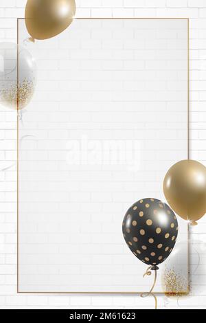Golden rectangular balloons frame design vector Stock Vector Image ...