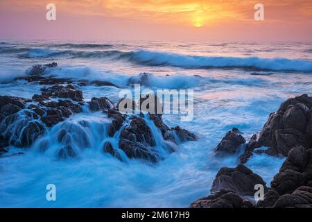 Sunset on Asilomar beach, Monterey California Stock Photo - Alamy