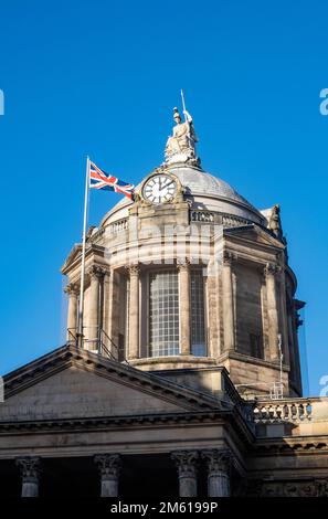 Union Jack seen on Townhall in Liverpool Stock Photo - Alamy