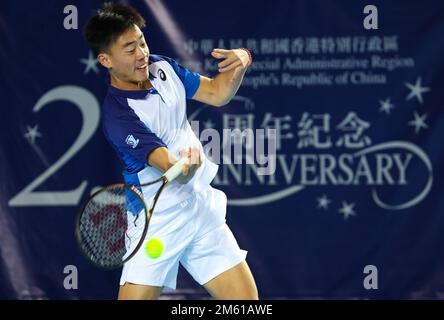 Coleman Wong Chak-lam in action against Stan Wawrinka at Hong Kong ...