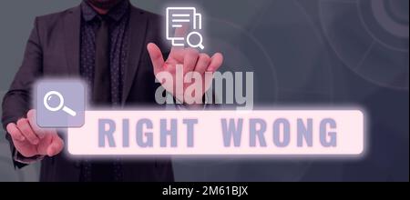 Text caption presenting Right Wrong. Business concept choose between ...