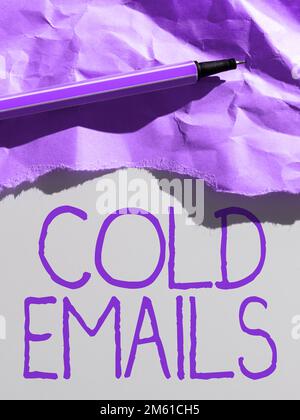 Hand writing sign Cold Emails. Conceptual photo unsolicited email sent ...