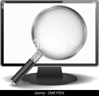 monitor computer with magnifying glass Stock Vector Image & Art - Alamy