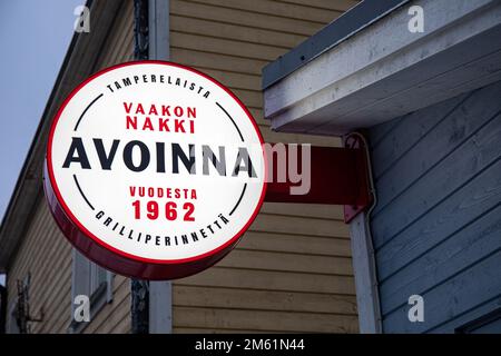 Vaakon Nakki open sign in Pispala district of Tampere, Finland Stock ...