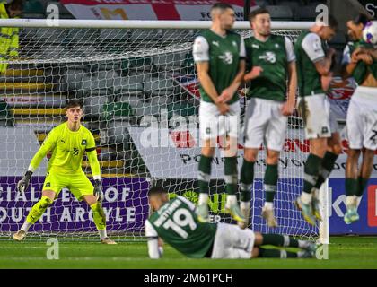 Plymouth Argyle goalkeeper Michael Cooper (1) during the Sky Bet League ...