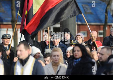 Lviv, Ukraine. 01st Jan, 2023. People gather at the monument to the ...