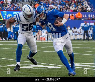 Indianapolis Colts quarterback Daniel Jones (17) throws during practice ...