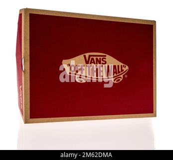 Winneconne, WI - 28 November 2022: A package of Vans off the wall shoebox on an isolated ...