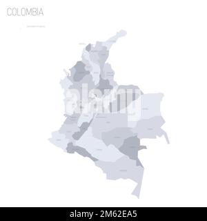 Vector map of Colombia with departments, capital region and ...