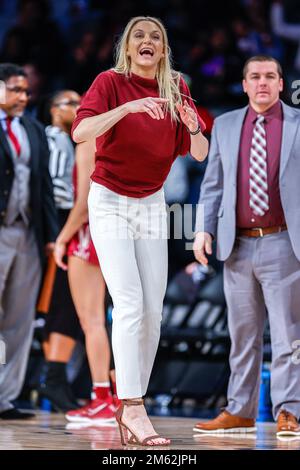 Florida State head coach Brooke Wyckoff calls out to an official during ...