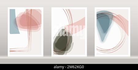 Trendy set of watercolor minimalist abstract illustrations. Minimal ...