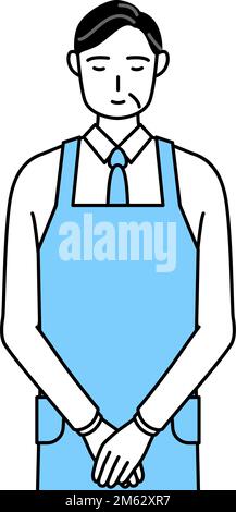 A senior man in an apron with his hands on his hips Stock Vector Image ...
