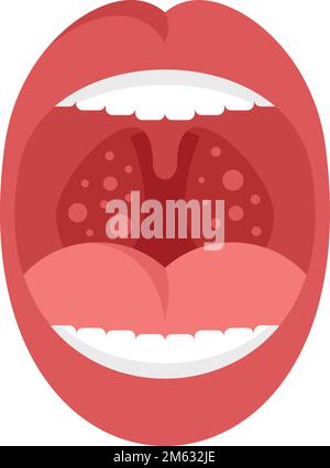 Tonsillitis doctor icon flat vector. Mouth anatomy. Bacterial disease ...