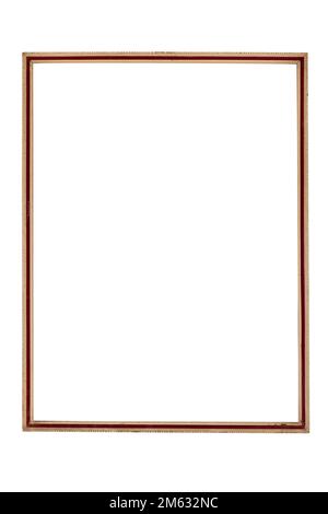 Old wooden Image frame decorated with gold on a white textured wall ...