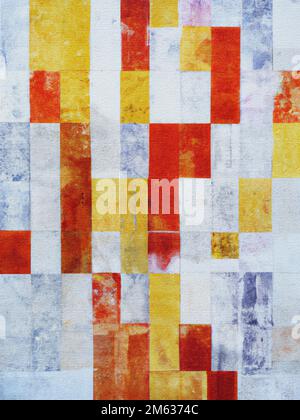 Textured background of colorful paint with squares of different sizes ...