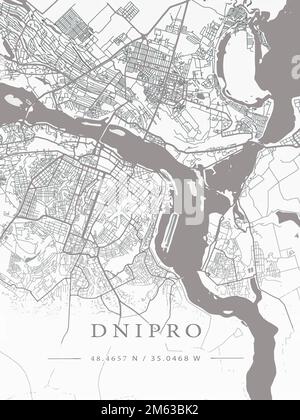 Map of Ukraine, Dnipro , city outline, borders, important cities ...