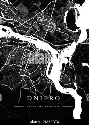 Map of Ukraine, Dnipro , city outline, borders, important cities ...