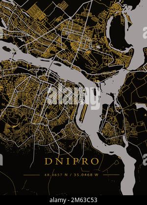 Map of Ukraine, Dnipro , city outline, borders, important cities ...