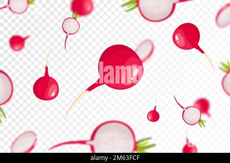 Radish background. Flying or falling fresh radish isolated on ...