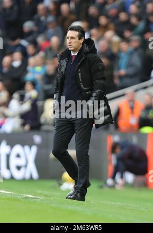 Unai Emery Manager Of Aston Villa gestures during the Newcastle United ...