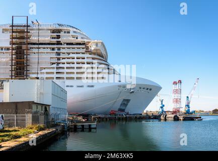 The MSC Euribia cruise ship under construction in the Chantiers de l ...
