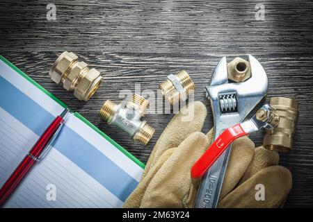 Adjustable spanner water valve pipe fittings leather safety gloves ...