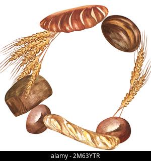 Watercolor work of bakery products. Raster handmade drawing. Can be ...