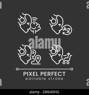 Machine Learning linear icons set. Classification, Regression, Clustering, Neural Nerks, Deep ...