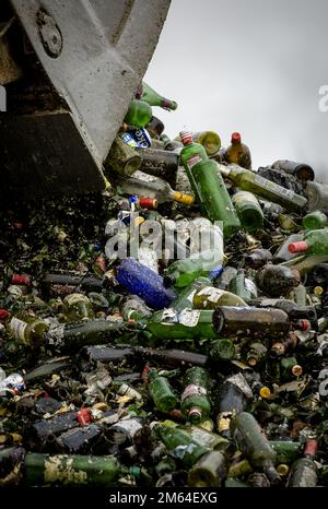 EMMEN - Empty bottles at Maltha glasrecycling that processes huge ...