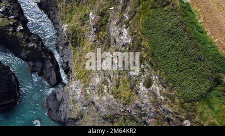 Seashore, view perpendicular from above. Beautiful sea rocks. The edge ...